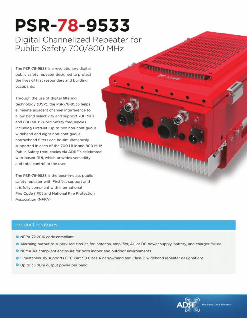 ADRF Introduces PSR-78-9533 FirstNet Compliant Public Safety 700/800 ...